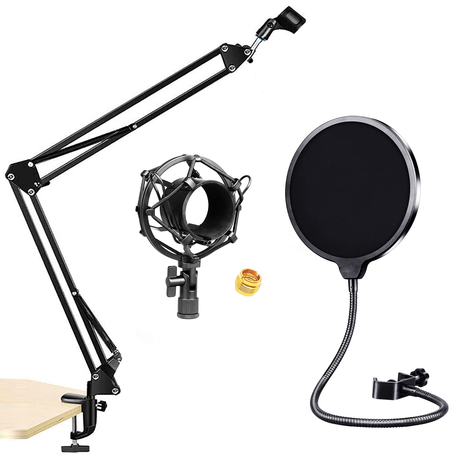 5 Core Mic Arm Adjustable Boom Microphone Stand Desk Mount Heavy Duty Brazo Para Microfono for Condenser Dynamic Mics - MS ARM BLK