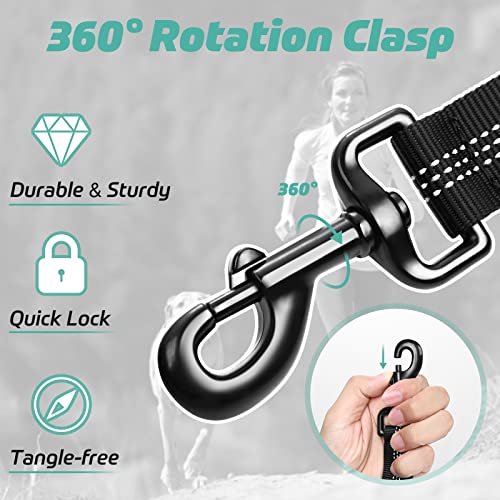 rabbitgoo Tactical Dog Leash, Bungee Dog Training Leash with Shock Absorption, Military Dog Leash with 2 Padded Control Handles for Medium Large Dogs, 4-5.2FT