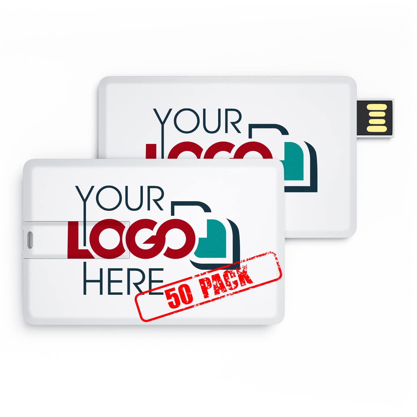 Possibox Custom Credit Card USB Flash Drive 32GB Imprinted with Your Logo - as Promotional Gift - Bulk - Customizable 50 Pack
