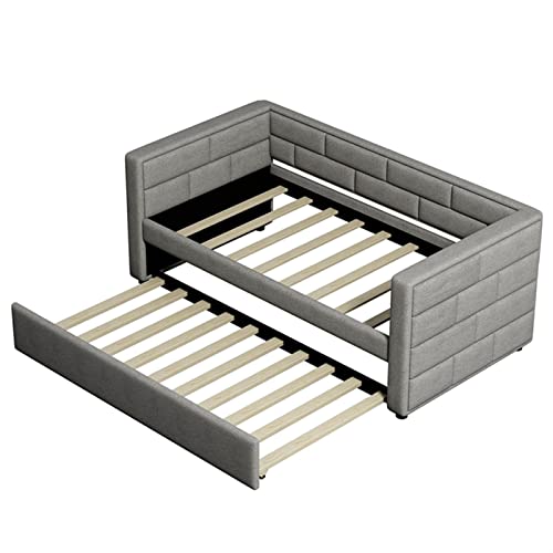 FLOYINM Twin Size Bed Frame for Living Room Daybed with Trundle Upholstered Daybed Home Furniture Moder