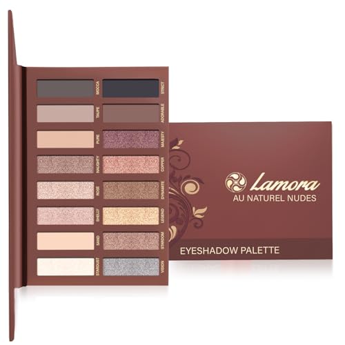 Lamora Eyeshadow Palette Makeup - Eye Makeup Palette with 16 Highly Pigmented Matte & Shimmer Shades - Vegan & Blendable