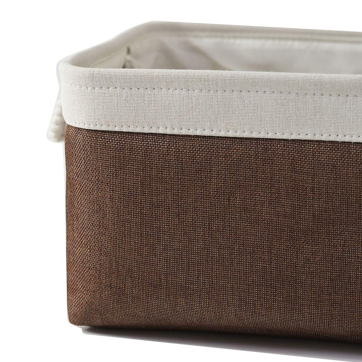 Sacyic Storage Baskets for Shelves, Fabric Baskets for Organizing, Collapsible Storage Bins for Closet, Nursery, Clothes, Toys, Home & Office [9-Pack, White&Brown]