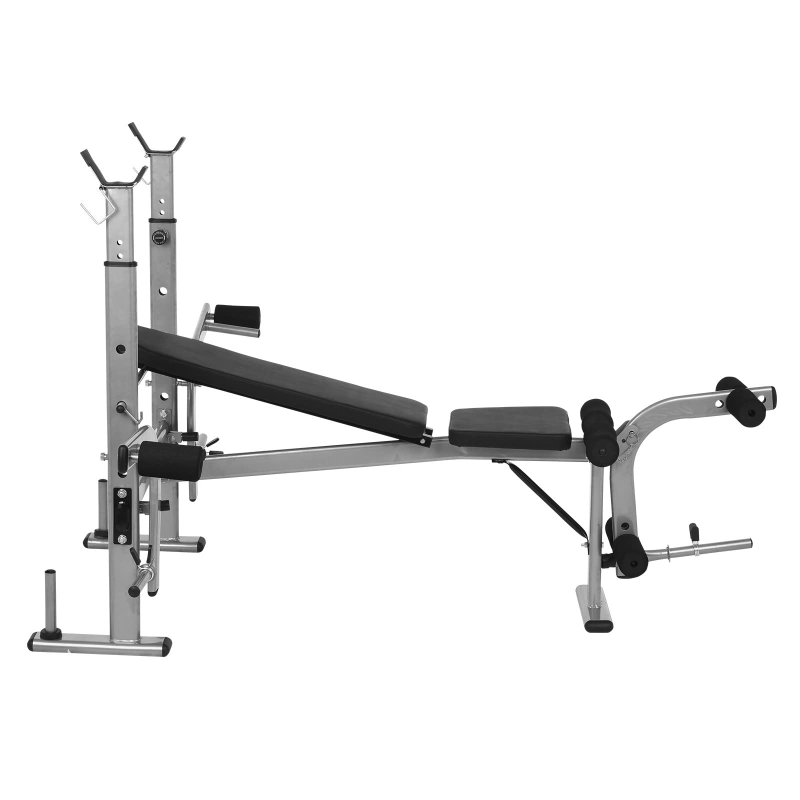Adjustable Olympic Weight Bench with Squat Rack, Barbell Dumbbell Weightlifting Bed Leg Extension and Curl, Press Bench Rack Set, Home Gym Workout Fitness Exercise Strength Training Equipment