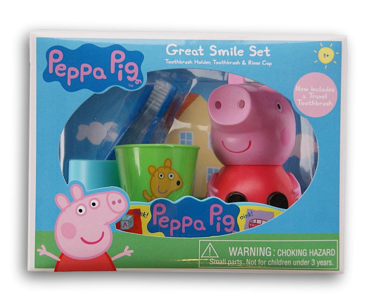 GBG beauty One Peppa Pig Great Smile Set Toothbrush Holder, Toothbrush & Rinse Cup