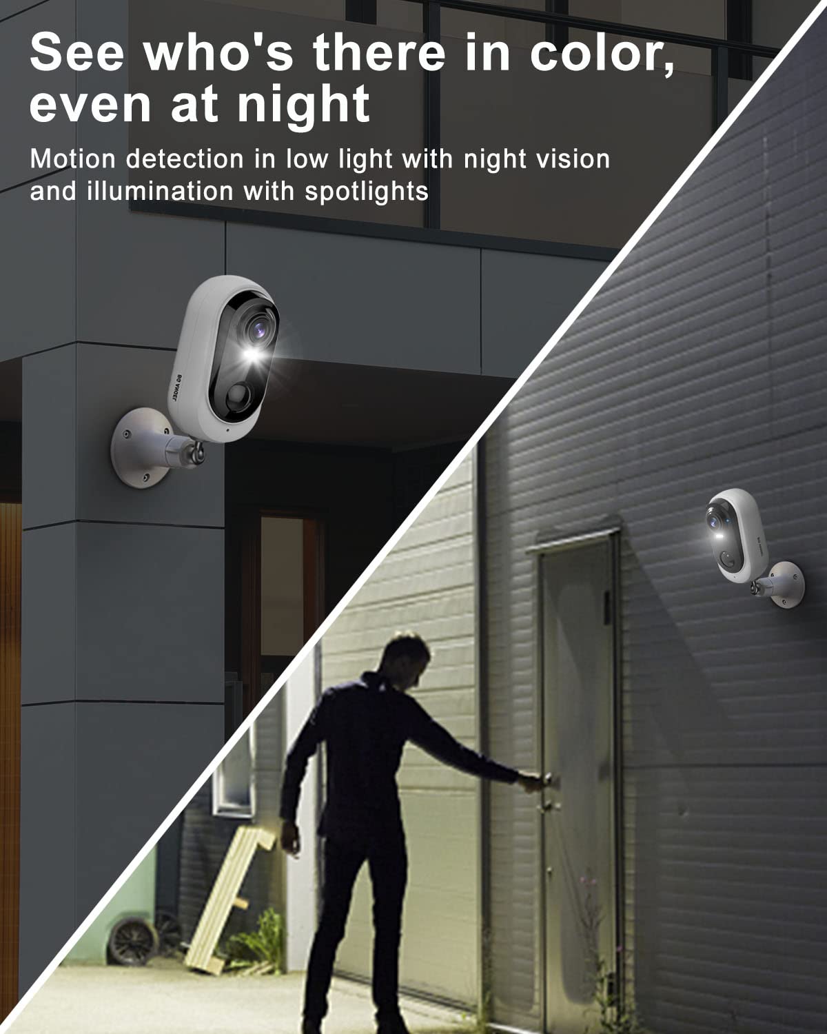 BG ANGEL Security Camera Outdoor, Wireless 1080P Home Surveillance Cameras, WiFi Camera Rechargeable Battery Powered w/Color Night Vision, PIR Motion Detection Sensor, Siren Alarm, 2-Way Audio, IP65