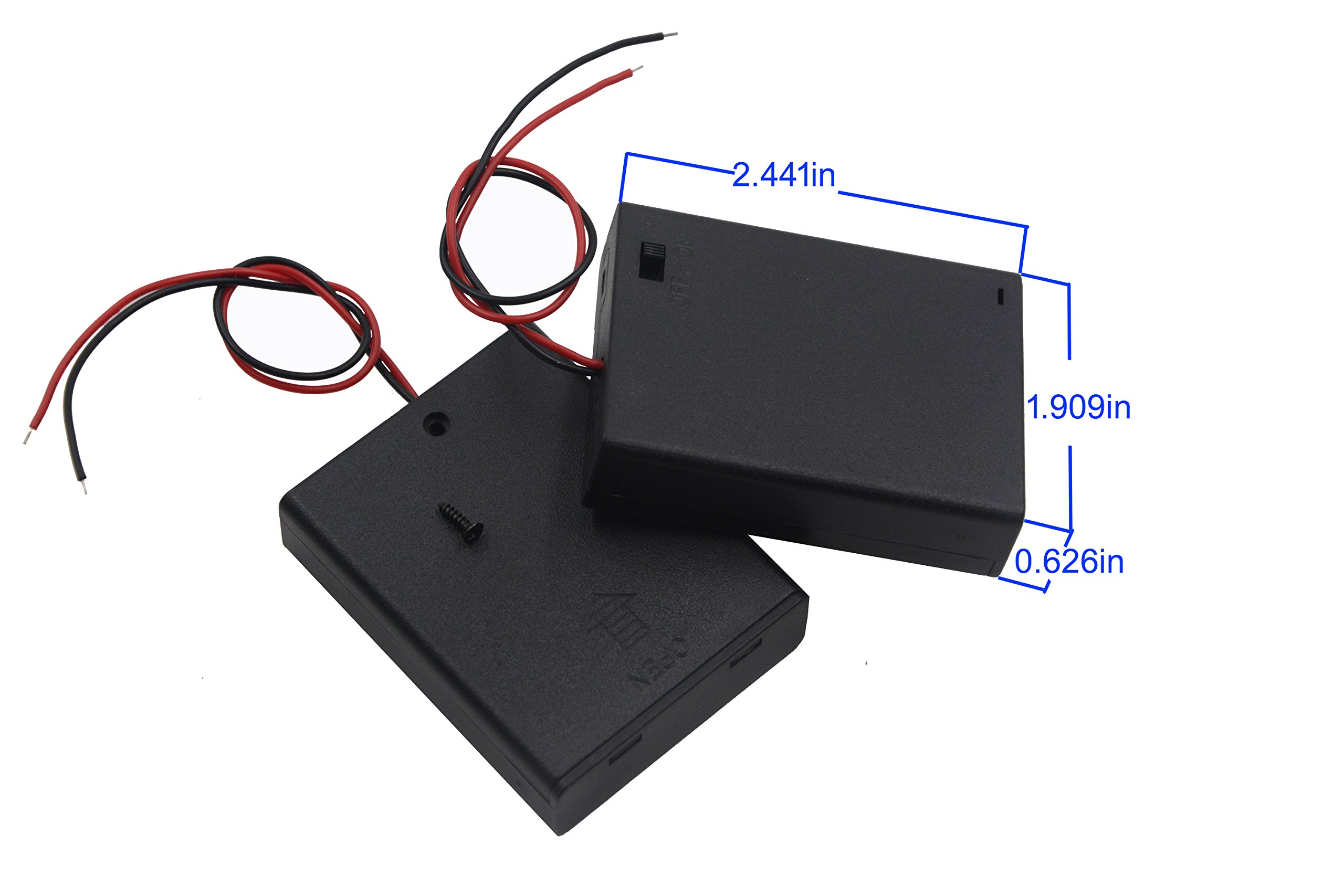 LAMPVPATH 3Pcs 4 AAA Battery Holder with Switch, 6V Battery Holder with Switch, 4X 1.5V AAA Battery Holder Case with Wire Leads and ON/Off Switch(3 Pack)