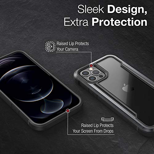 RAPTIC Shield Case Compatible with iPhone 12 Case & iPhone 12 Pro Case, Shock Absorbing Protection, Durable Aluminum Frame, 10ft Drop Tested, Fits iPhone 12 & 12 Pro, Black