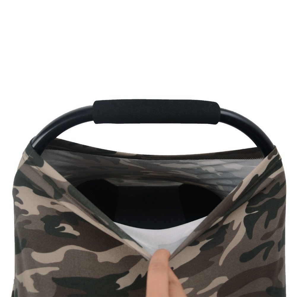 HONEY$HOMEY Camouflage Baby Car Seat Cover, Multi-Use Nursing Breastfeeding Scarf, High Chair Stroller Head Cover