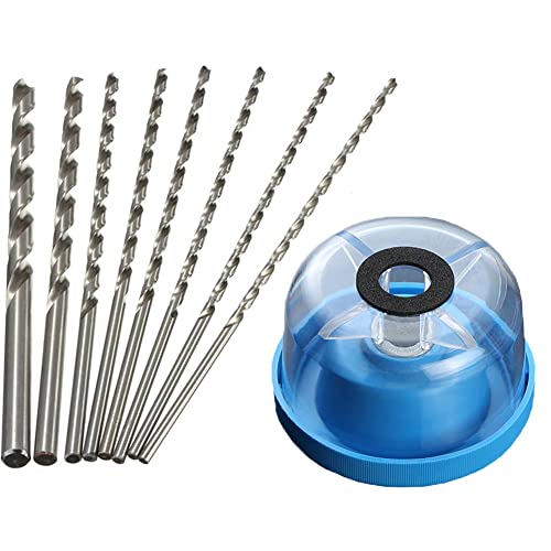 9 Pcs Drill Bit Set 200mm/8'' Extra Long Drill Bits Set HSS Twist Bits 4/4.2/4.5/5/5.2/6/8/10mm Long Drill Bits for Wood and Drill Dust Collector