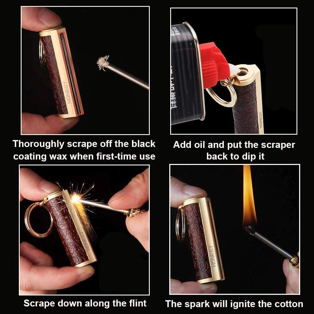 BIASTNR Permanent Match Lighter, Flint Fire Starter Keychain Metal Matchstick Fire Starter Emergency Survival Gear for Camping Hiking Hunting