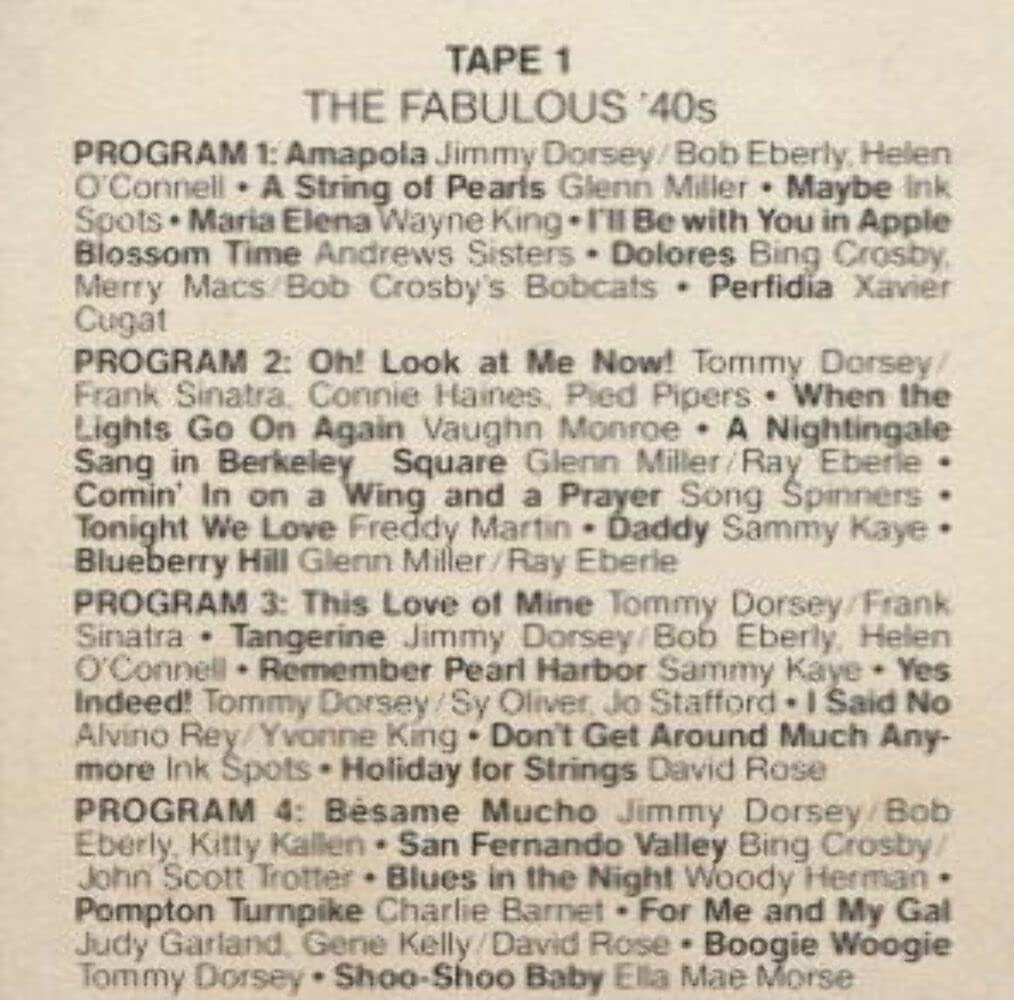 Fabulous Memories of the Fabulous 40's - Tape 1 8 Track Tape