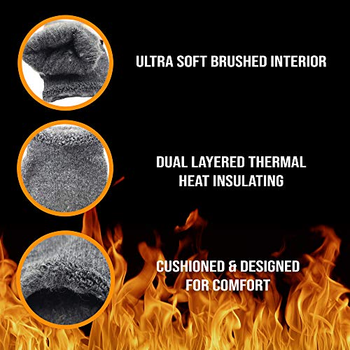 3 Pairs Mens Thermal Socks, Brushed Interior Warm Winter Thick Heavy Duty Cushioned Crew Sock, Bulk Pack (Assorted (Black/Navy/Gray))