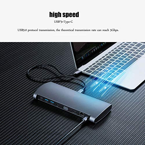 XUNMAIFHB Portable Docking Station, Typec Docking Station hdmi line Expansion USB Adapter USB3.0, HDMI, USB3.0 Type-C, TF&SD, VGA, DP, RJ45, 3.5mm Audio Microphone Fast Transmission