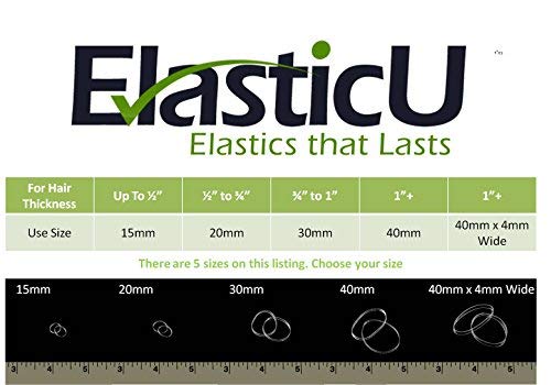 Hair Elastics - STRONG - REUSEABLE Clear Premium- 30mm, 2 Packs of 70 Total of 140 Rubbers by ElasticU