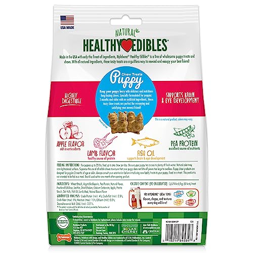 Nylabone Healthy Edibles Puppy Natural Long Lasting Dog Chew Treats Lamb & Apple Small/Regular (12 Count)