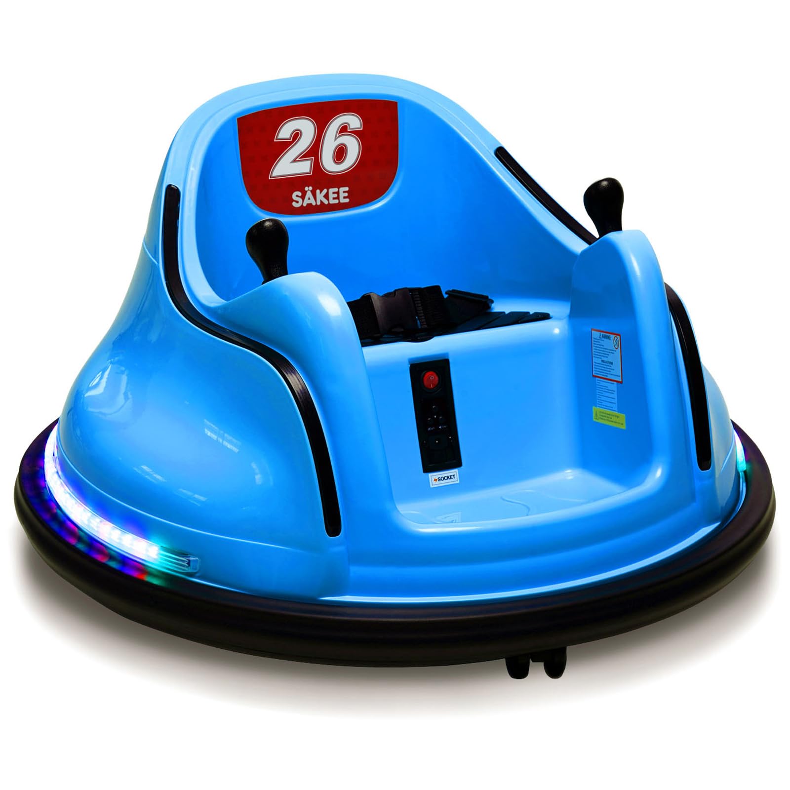 Bumper Car for Kids 12V with Remote Control Flashing Lights Music DIY Stickers for 1.5+ Baby Toddlers Children Electric Ride on Cars Vehicle Toys 66 LBS Weight Capacity, Passed ASTM Test (Blue)
