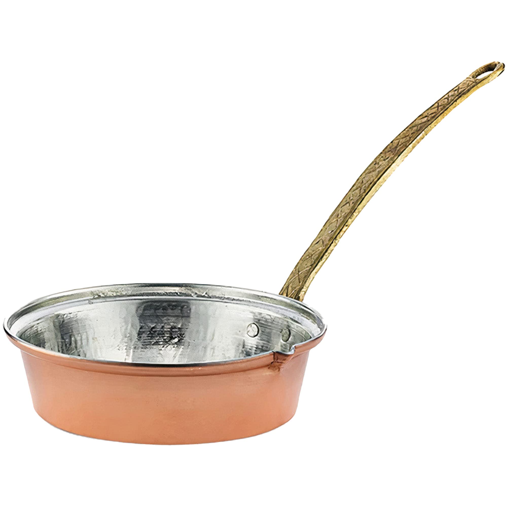Multipurpose Pure Copper Cookware with Handle, Handmade Copper SautƩ and Frying Pan, Turkish Butter and Milk Warmer Pan, Decorative Copper Skillet, Suitable for Oven & Stovetop (X-Small 6.3 in)