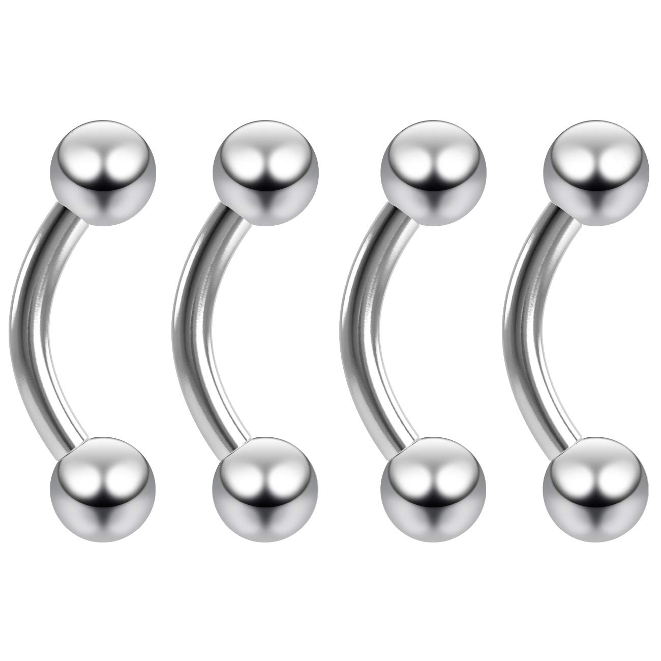 4pc Curved Barbell 16g Rainbow Vertical Labret Lip Industrial Earrings Nipplerings Eyebrow Rings 6mm