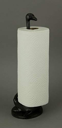 Rustic Brown Cast Iron Long Neck Dinosaur Paper Towel Holder
