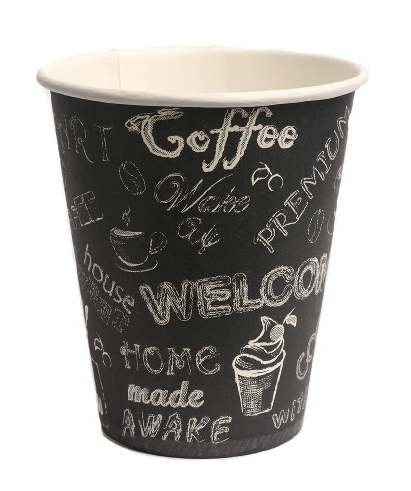 5 oz paper cup, for Coffee, Hot and Cold Drinks, Drinking Cup for Coffee, Water, Tea, Juice, Espresso & Cortado black (Black)