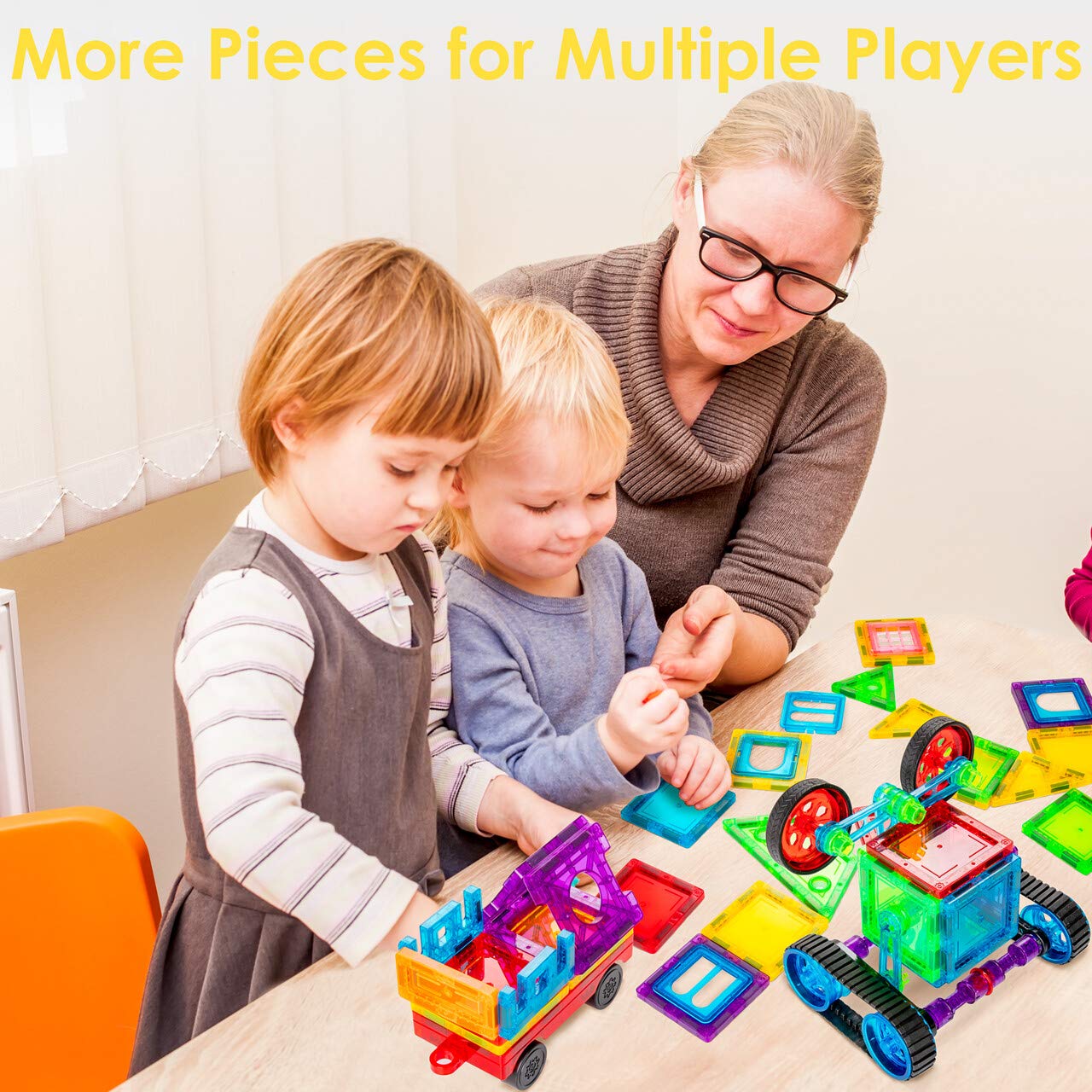 Batlofty 178 PCs Magnet Building Tiles 3D Magnetic Building Blocks for Kids, Toddlers Age 3+, Children's Toy with Car Sets