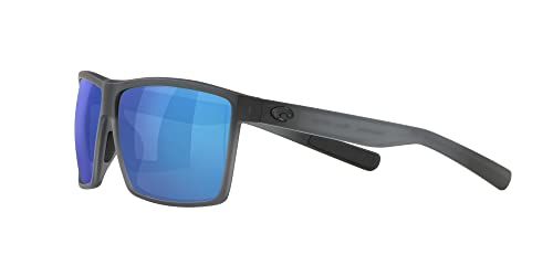 Costa Del Mar Men's Rincon Fishing and Watersports Polarized Rectangular Sunglasses, Matte Smoke Crystal/Grey Blue Mirrored Polarized-580G, 63 mm