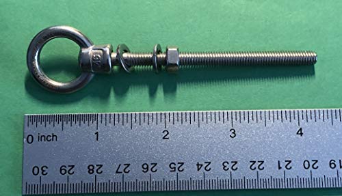 US STAINLESS 2 Pieces Stainless Steel 316 (Shape Type 307) M6 Lifting Eye Bolt 6mm x 80mm Marine Grade