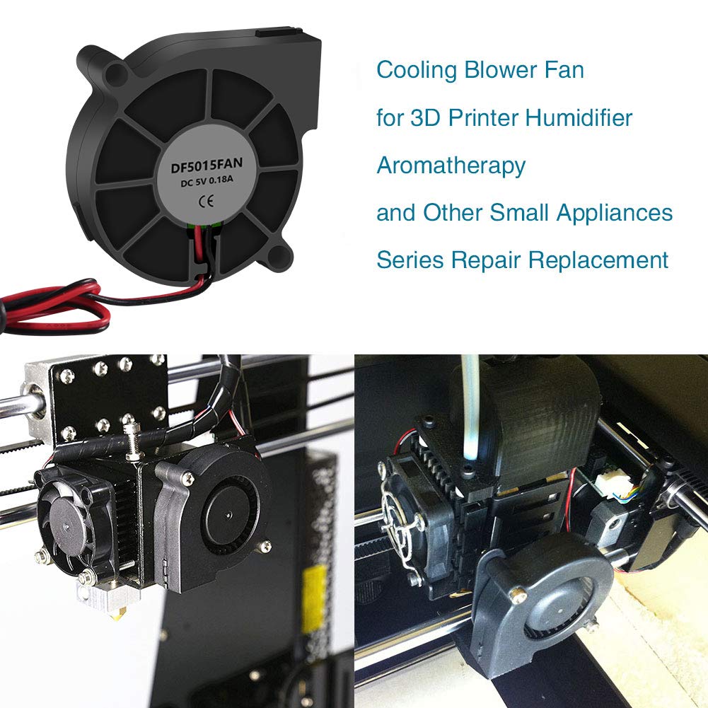 4PCS 5015 Fan 5V Blower Cooling Fan 50x50x15mm Fan with 2 Pin Terminal for 3D Printer Hotend Extruder Heat Sinks Humidifier Aromatherapy Repair Replacement(5V 0.25A)