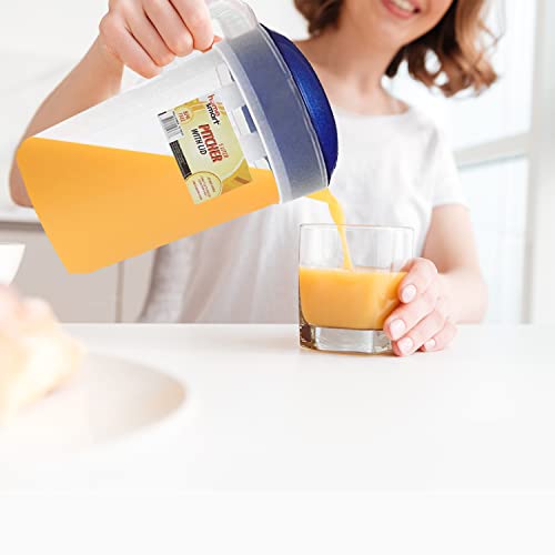 Water Pitcher, Tea Pitcher With Lid, 1.3 Gallon Pitcher, Drink Container, Pitchers Beverage Pitchers, Juice Containers With Lids For Fridge, 5 Liter Plastic Pitchers, Ice Tea Pitcher For Fridge (Blue)