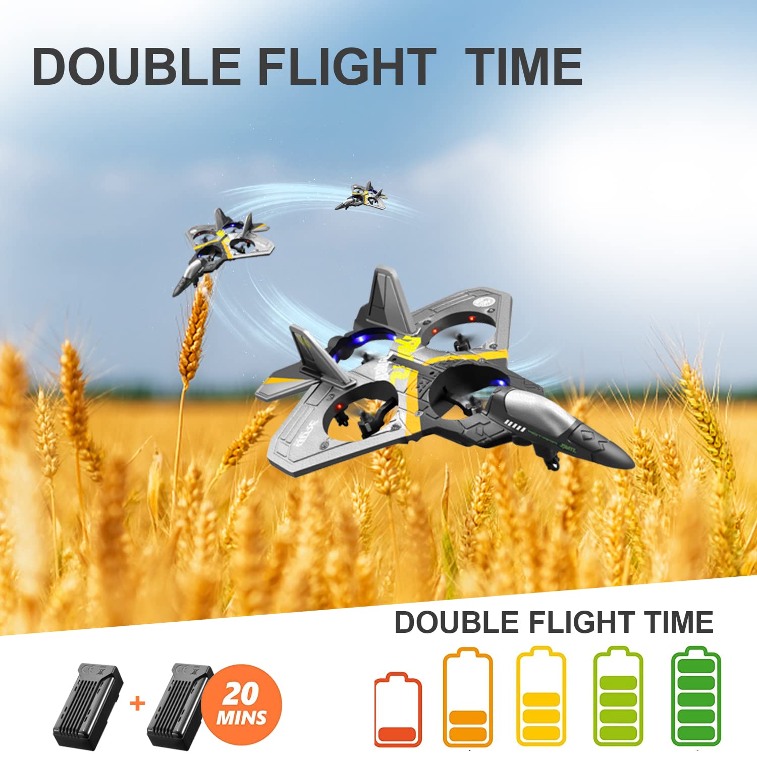 4DRC V17 RC Plane Remote Control Plane 2.4Ghz Foam RC Airplanes Helicopter Quadcopter for Adults Kids,Spinning Drone,Gravity Sensing,Stunt Roll,Cool Light,Gifts for Kids Boys