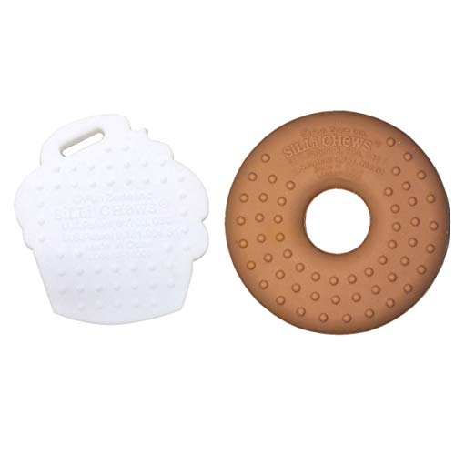 Silli Chews Teethers for Babies BPA Free Baby Teething Toys - Silicone Cupcake and Donut Baby Teether Toys 2" Sweets Teething Gift Set