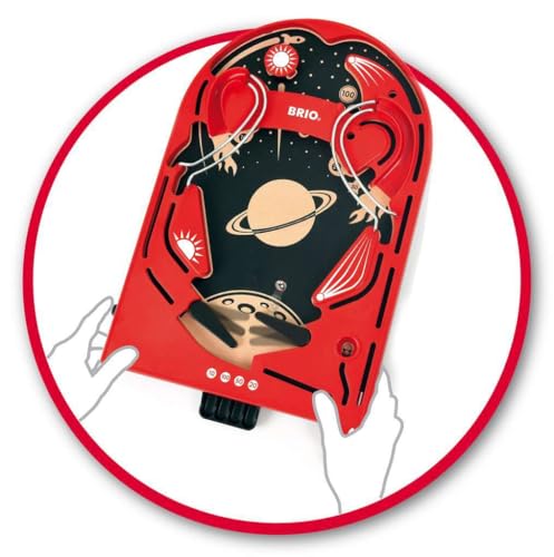 BRIO 34017 Pinball Game - Classic Vintage Arcade Style | Engaging Brain Game for Kids and Adults | Ideal Gift for Ages 6 and Up, Red