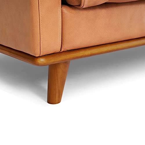Valencia Artisan Full Leather Sofa 88β - Pure Full Italian Nappa Leather Couch, Solid Wood Accent, Ultimate Comfort, Cognac Tan