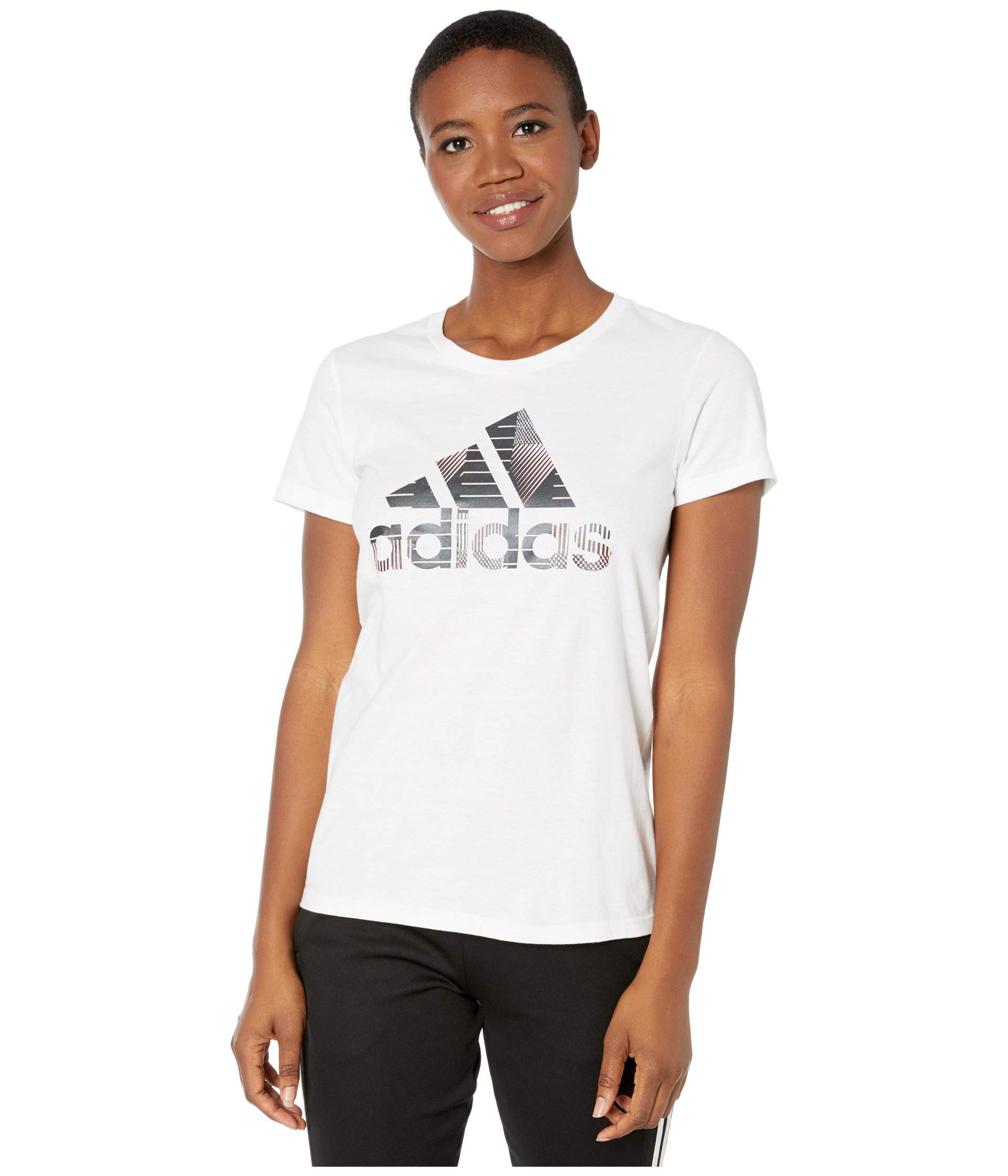 adidas Women's Badge of Sport Graphic Tee, Medium Grey Heather, X-Small