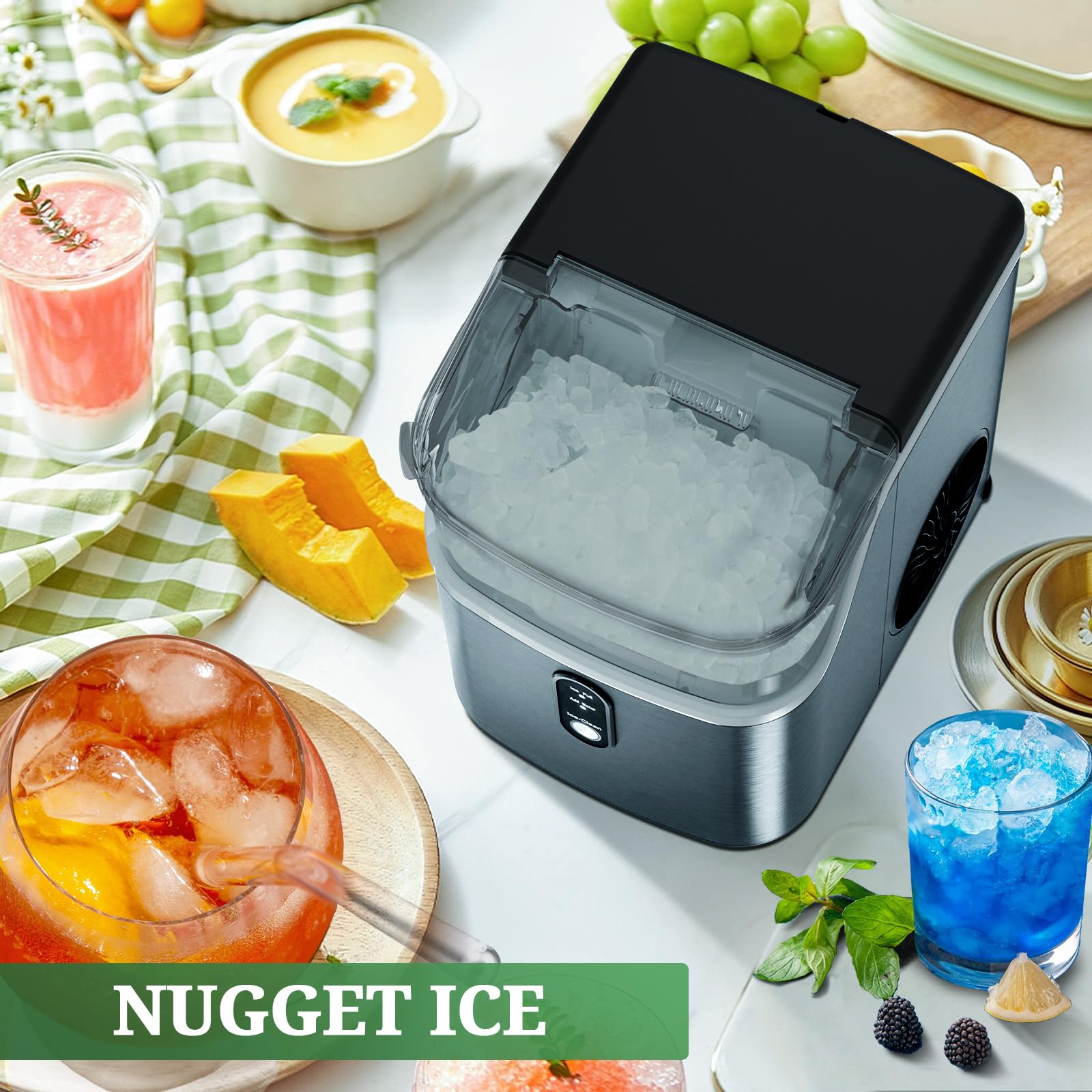 Antarctic Star Nugget Ice Maker Countertop - Chewable ice, Pebble Ice Maker Machine, 35lbs/24h, Auto-Cleaning Countertop Ice Machine, One Button Operation Ice Maker for Party/Home/Campingā¦