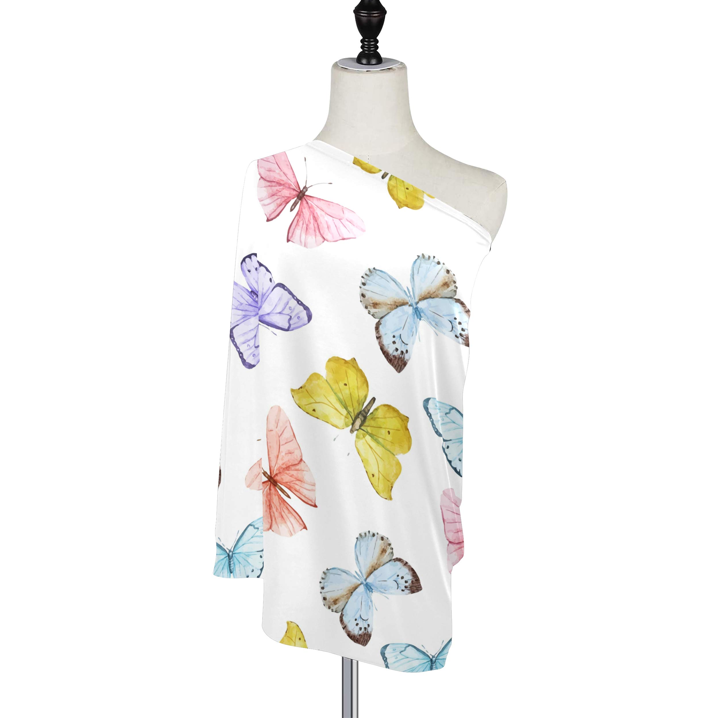 Nursing Cover Breastfeeding Scarf Colorful Butterflies - Baby Car Seat Covers, Stroller Cover, Carseat Canopy (810b)