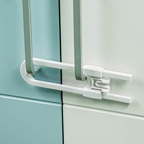 4Pcs Sliding Baby Cabinet Locks, Easy for Parents, Socub U Shape Baby Proof Cabinet Latches, Handles on Kitchen, Fridge, Cabinet, Cupboard, Closet, Bathroom