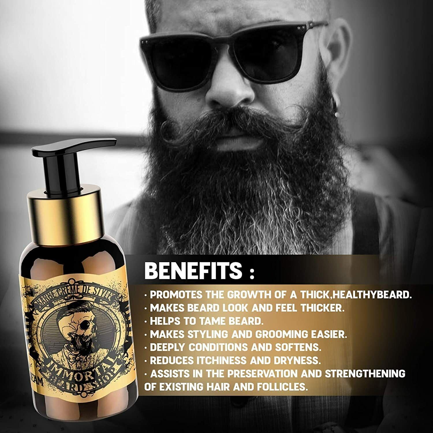 Immortal NYC 'Beard Cream' - 3.4 Oz - Beard Balm For Men- Beard Butter For Men - Beard Conditioner - Beard Softener - Beard Growth For Men - Beard Products For Men - Facial Hair Growth For Men