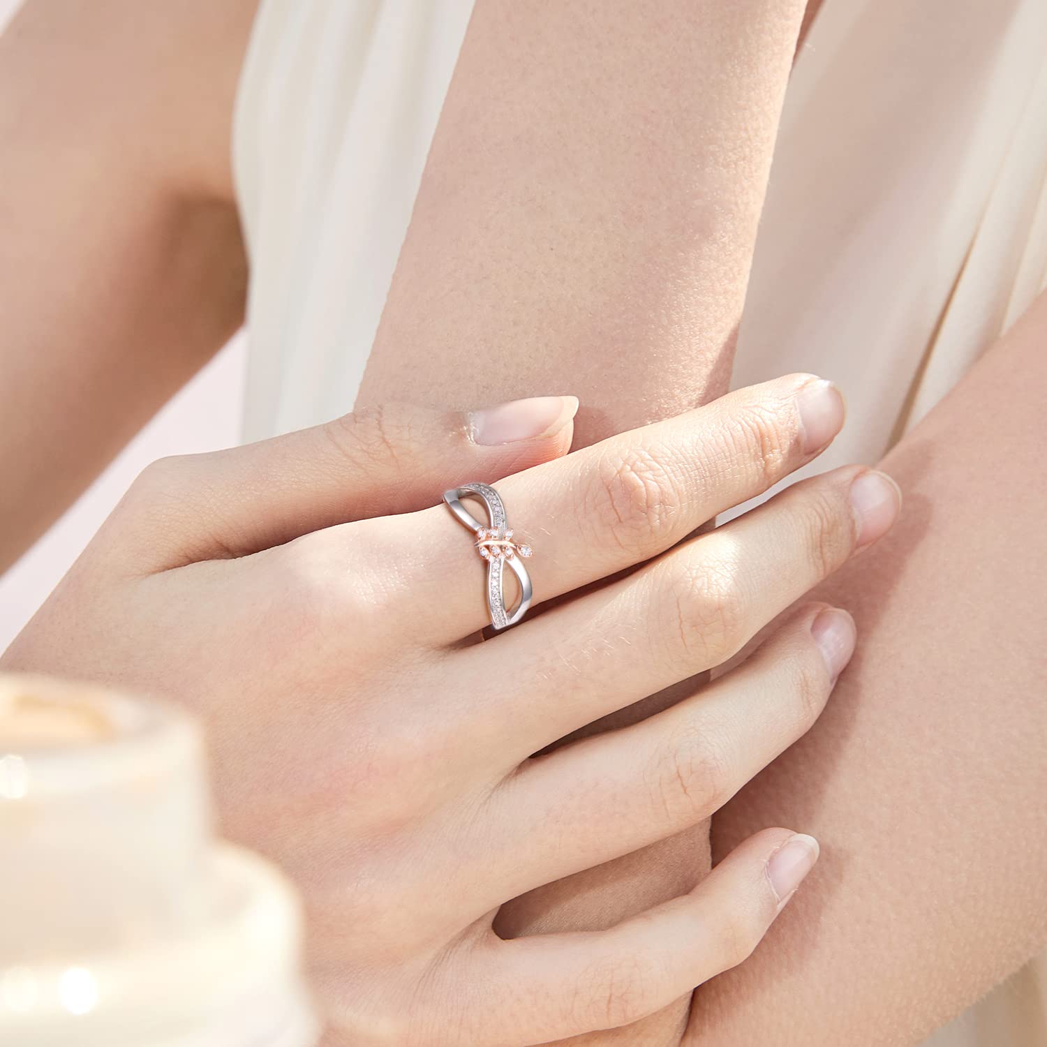 925 Sterling Silver Engraved Faith Hope Love Criss Cross Olive Leaf Ring for Women Lady Size 8