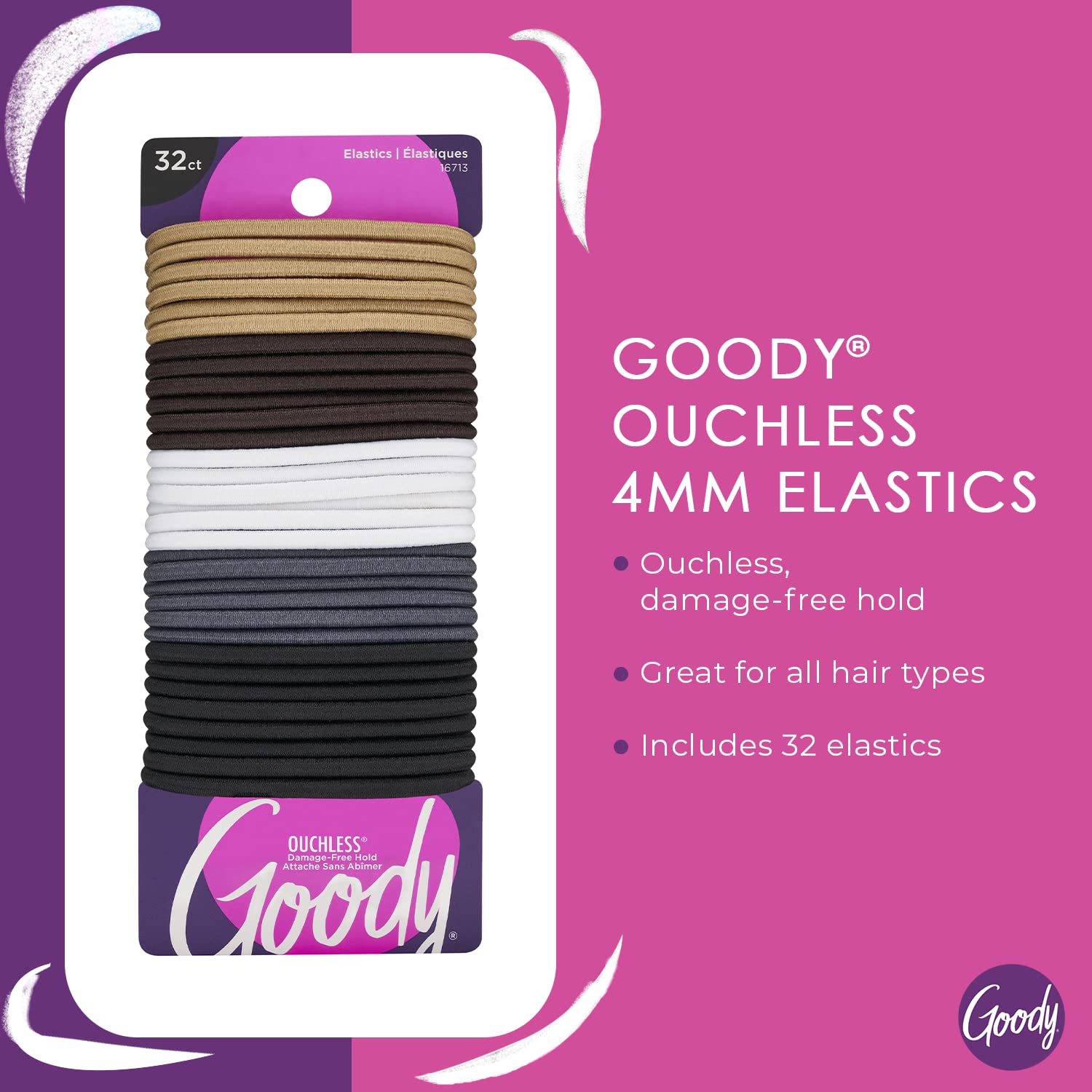 GOODY Women's Braided Elastic Hair Tie, 10 Count, Java Bean Neutral - 4MM for Medium Hair, Ouchless Pain-Free Hair Accessories, Perfect for Long Lasting Braids, Ponytails and More