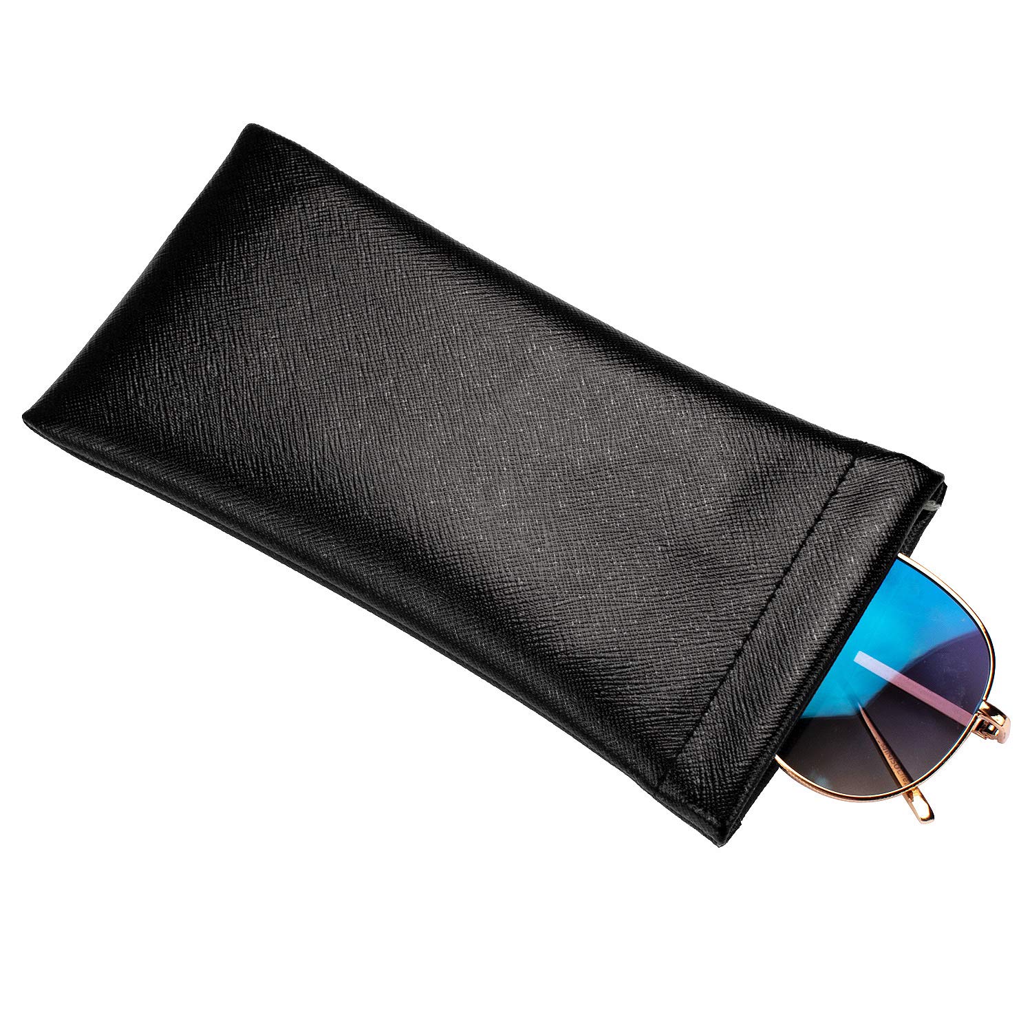 5 Pack Portable Eyeglass Pouch Squeeze Top Sunglasses Bag with 5 PCS Cleaning Cloth