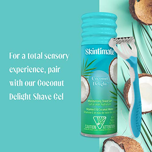 Skintimate Coconut Delight 3 Blade Disposable Razor For Women, 4 Count (Pack of 3)
