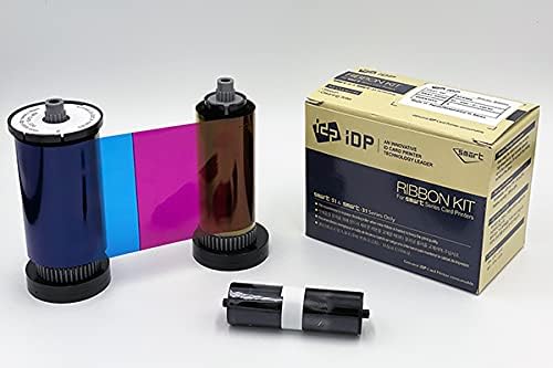IDP SMART-31 and SMART-51 Series ID Card Printer Ribbon - YMCKO Full-Color, Resin Black and Overlay Panel Ribbon with Cleaning Roller, 250 Cards/roll