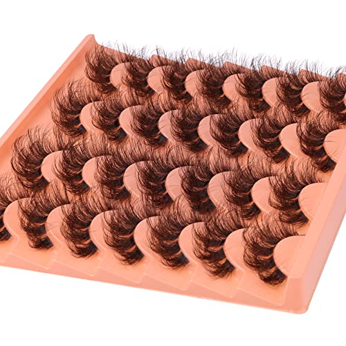 Alice Brown Lashes False Eyelashes Wispy Lashes DIY Lash Clusters Mink Fluffy Volume Russian Strip Lashes Eyelash Extensions Eye Lashes Pack Fake Lashes 14 Pairs by ALICE, 28.0 Count