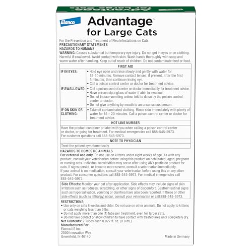 Advantage Topical Cat Flea Treatment and Prevention for Large Cats Over 9 lbs. | Apply Flea Drops Monthly | 2 Treatments