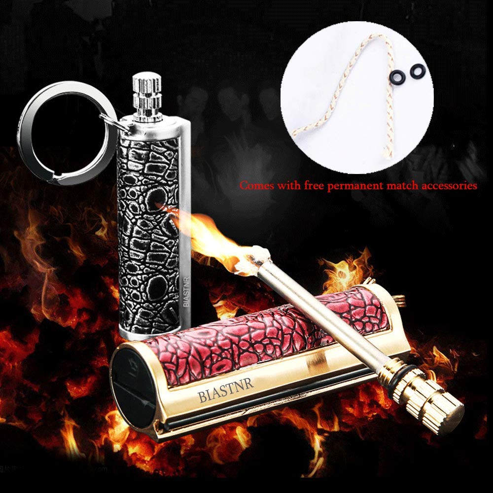 BIASTNR Permanent Match Lighter, Flint Fire Starter Keychain Metal Matchstick Fire Starter Emergency Survival Gear for Camping Hiking Hunting