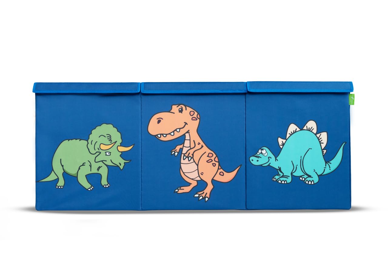 Ethiques Blue(Custom Dinosaur)Collapsible Large toy chest,40X16X14,Storage compartments with Lids