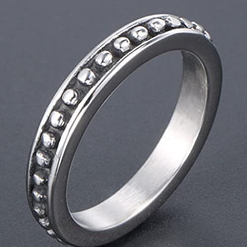 4mm Retro Vintage Stainless Steel Stacking Eternity Wedding Band Ring (Silver, 9)