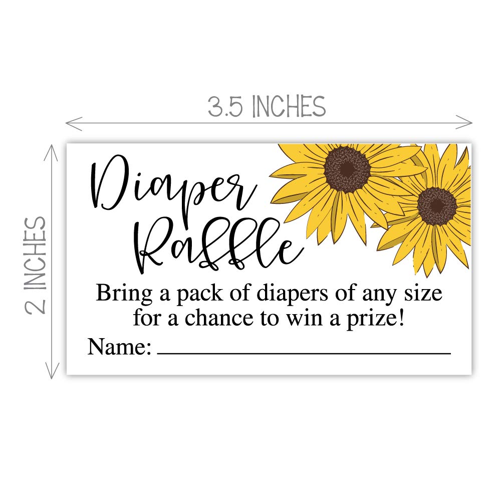 50 Sunflower Diaper Raffle Tickets - Baby Shower Game - Invitation Inserts