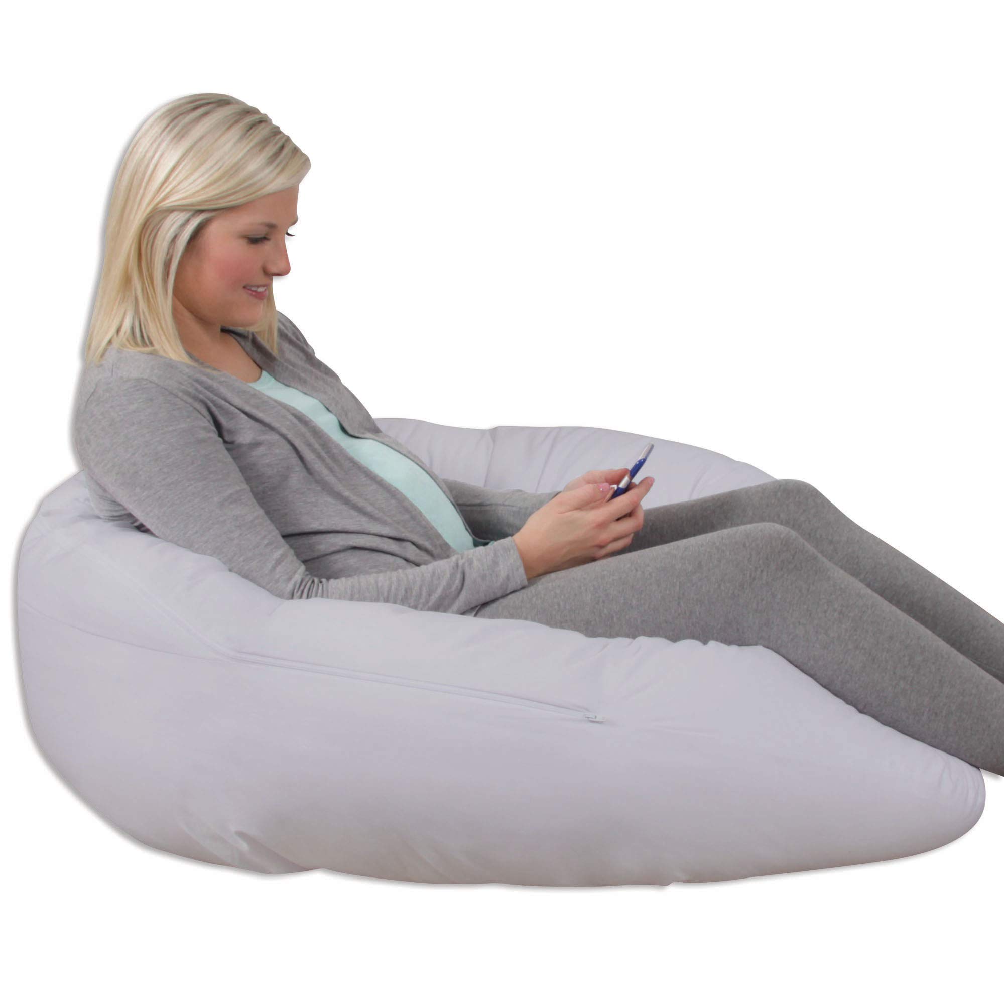 Leachco Back 'N Belly Bliss Pregnancy/Maternity Body Pillow with 100% Sateen Cotton, 300 Thread Count Zippered Cover in Peaceful Gray, 1 Count (Pack of 1)